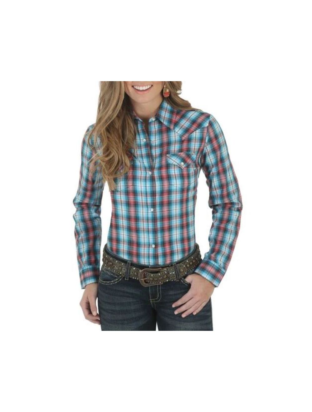 Wrangler Women's Plaid Long Sleeve Western Shirt Assorted Plaid