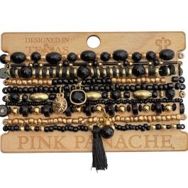 Pink Panache Black Mix Bead Curvy Bracelet