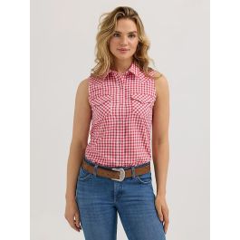 Wrangler Women's Essential Retro Western Sleeveless Snap Tank